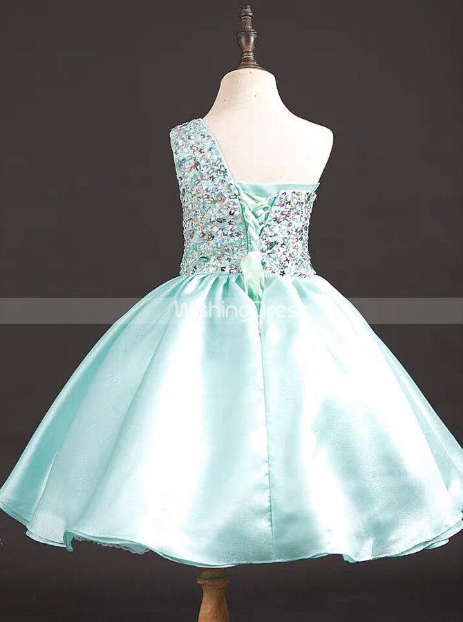 One Shoulder Short Girls Party Dress,Sparkly Birthday Dress,GPD0013 ...